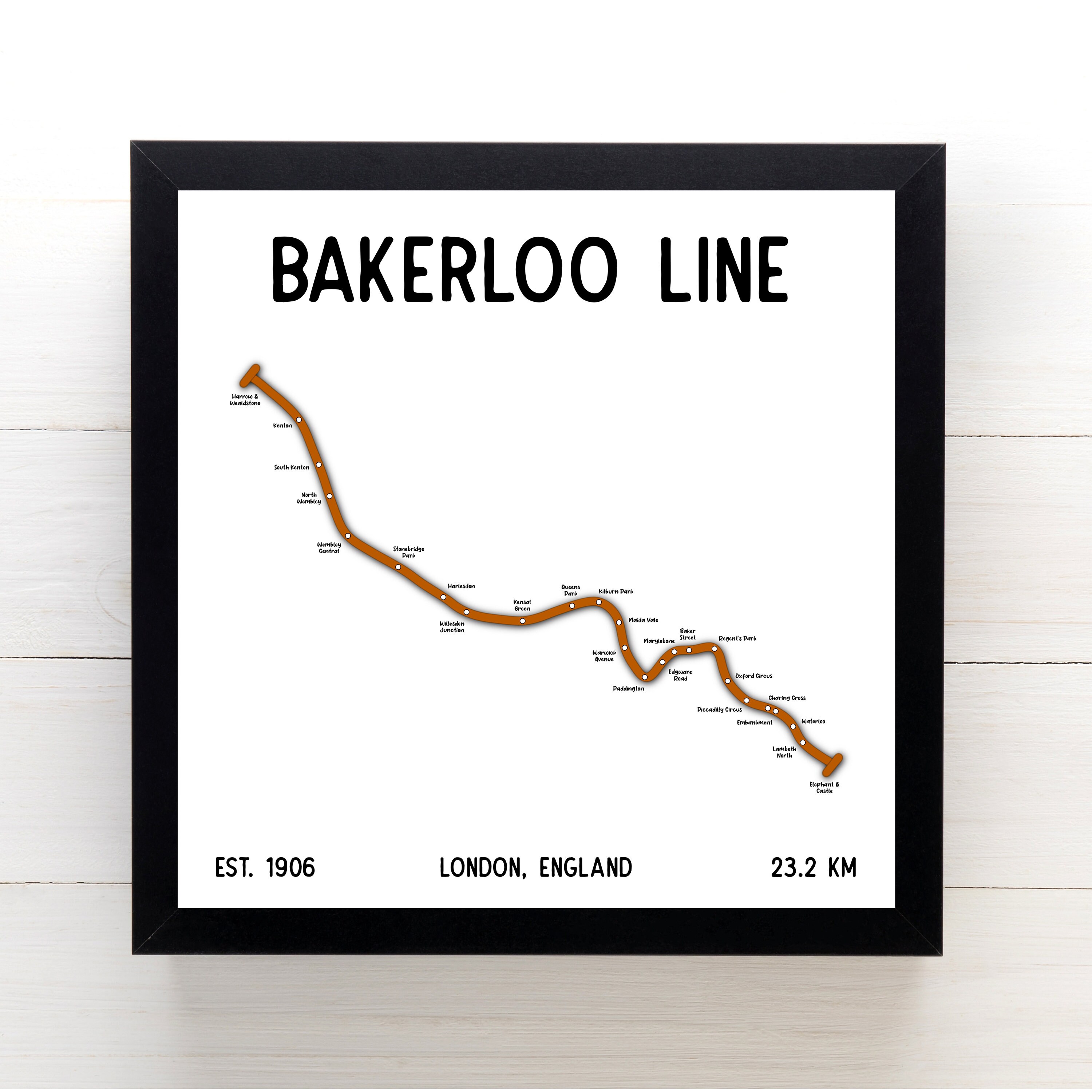 BAKERLOO LINE London Underground Tube Stations Digital Print - Etsy