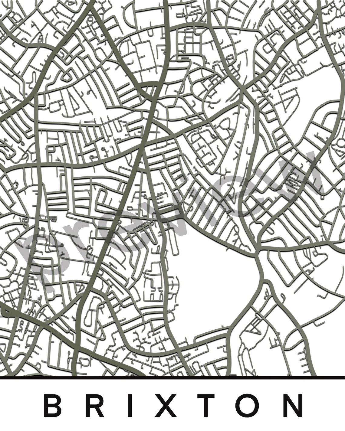 Brixton London Road Map Digital Print - Etsy