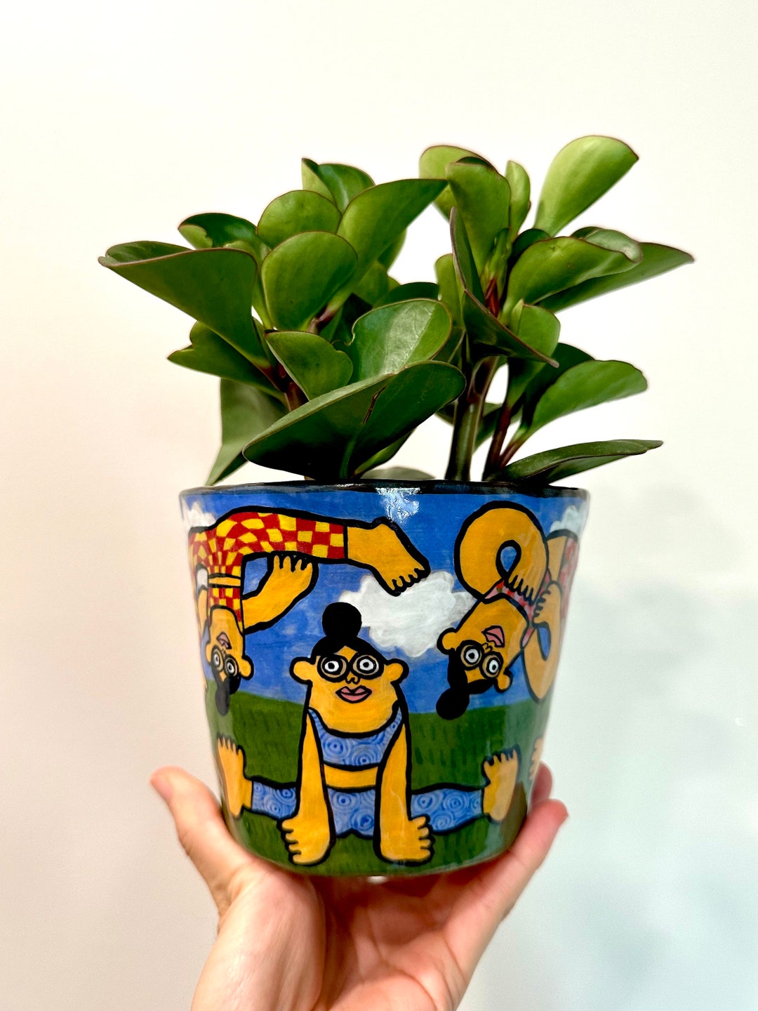Handmade Ceramic Planter Pot Yoga Girl - Etsy