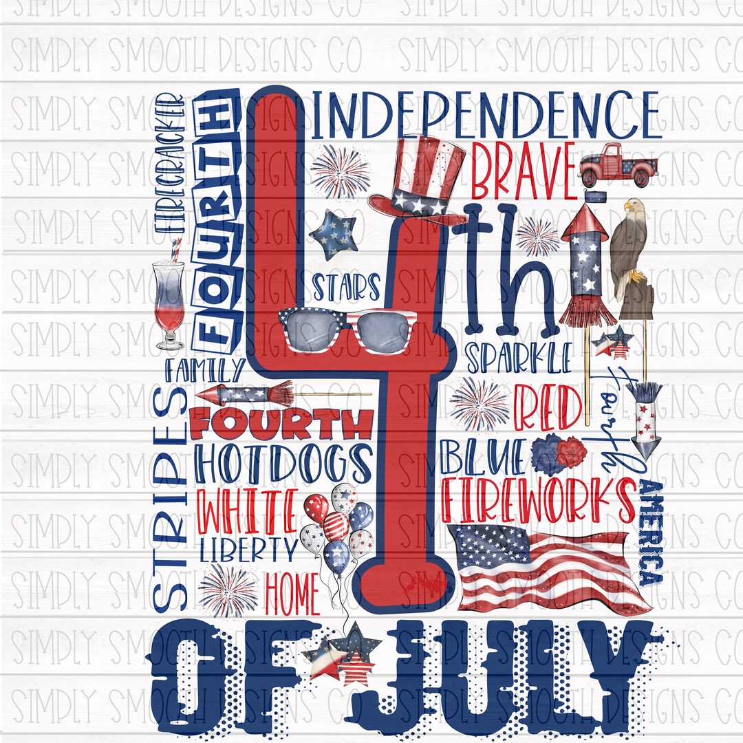 4th of July Words Collab PNG Download - Etsy