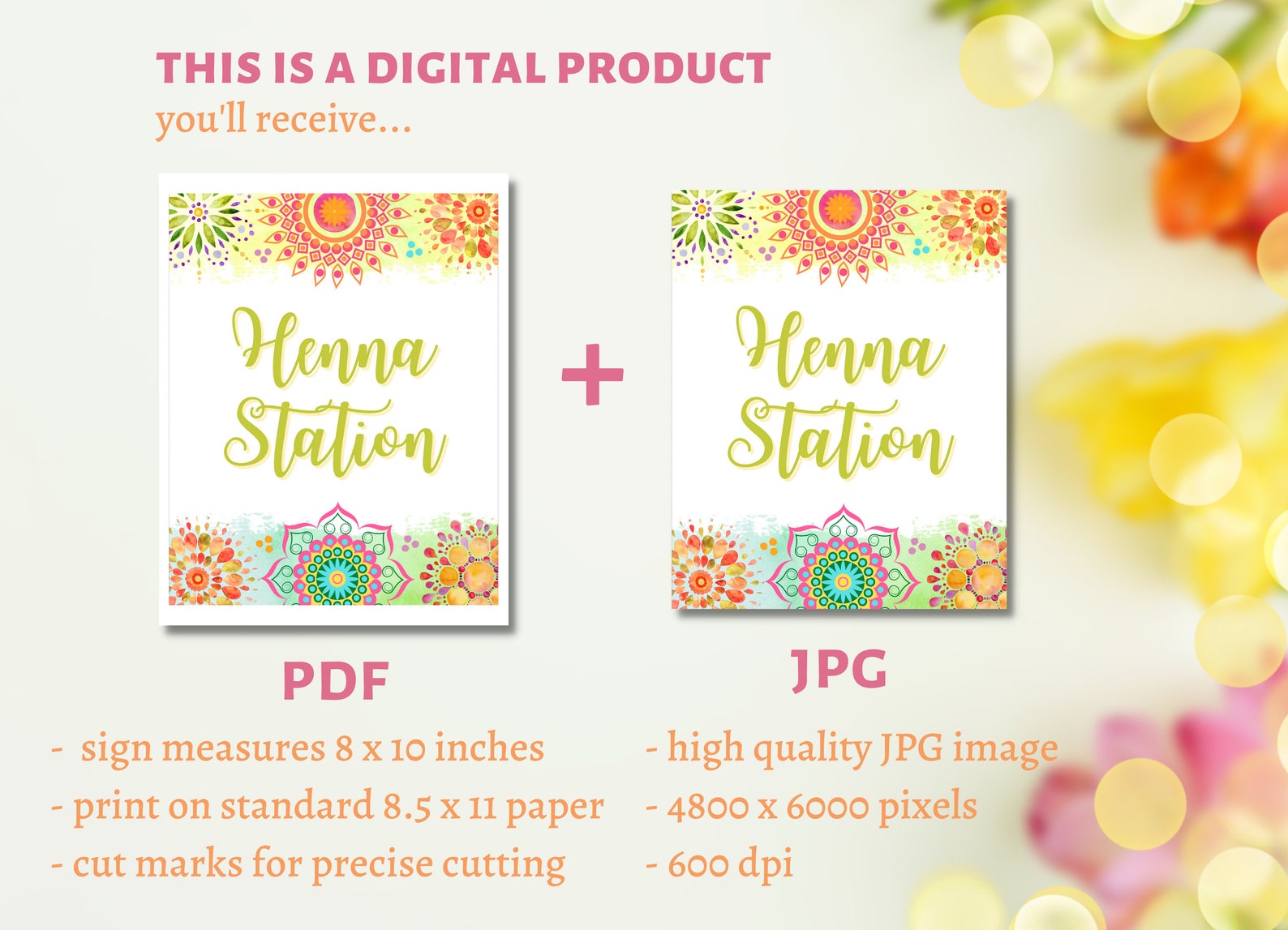 Printable Henna Station Sign - 8 X 10 | Mehndi Station Sign | Mehndi ...