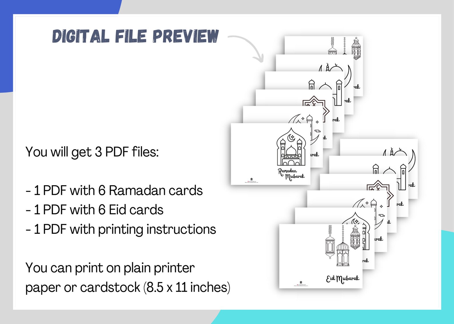 Ramadan Eid DIY Printable Cards Bundle Ramadan Eid Cards for - Etsy