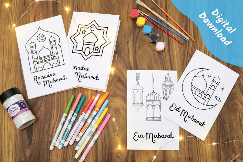 Ramadan Eid DIY Printable Cards Bundle | Ramadan Eid Cards for Kids ...