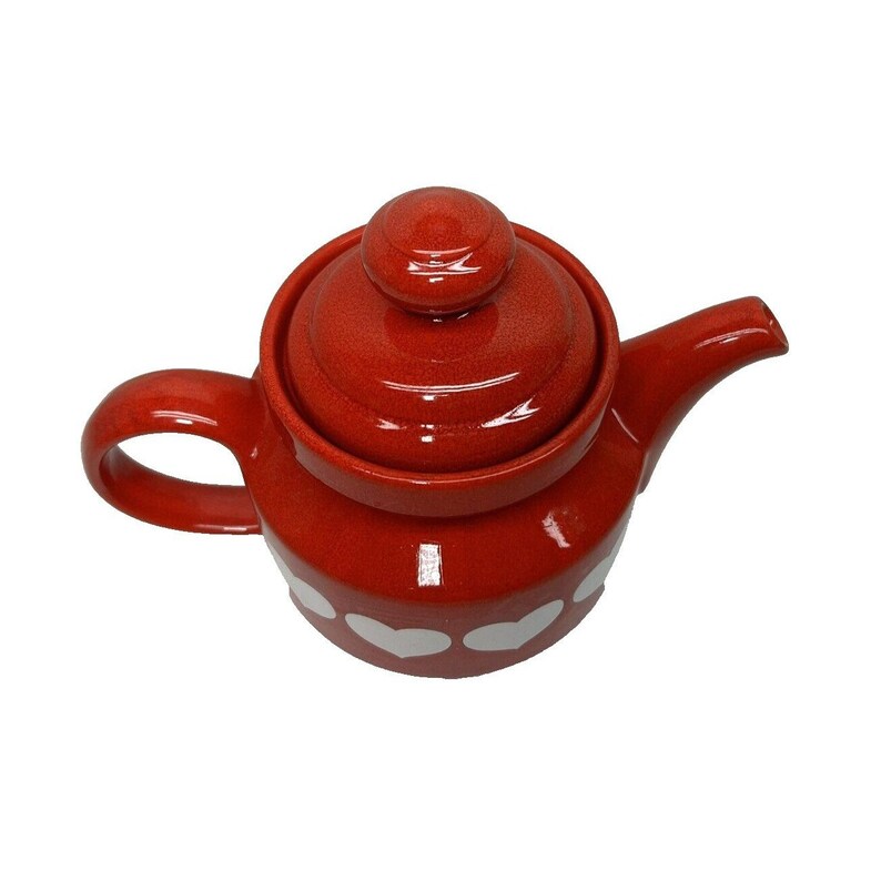 Weachtesbach Red White Hearts Tea Pot With Lid Valentine’s Day Germany ...