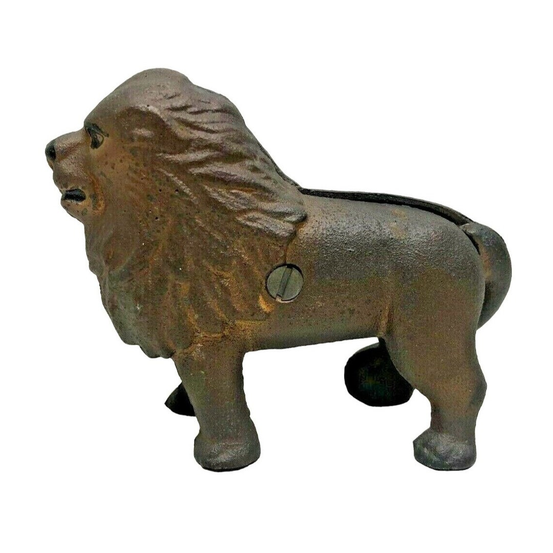 Vintage Cast Iron LION Coin Bank Still Piggy Bank - Etsy