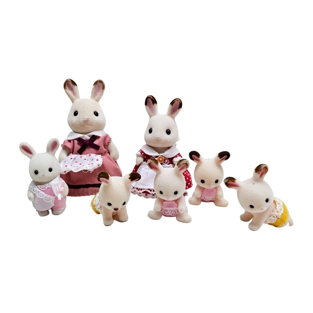 Calico Critters Hopscotch Rabbit Family Epoch Sylvanian Families Lot 7 ...