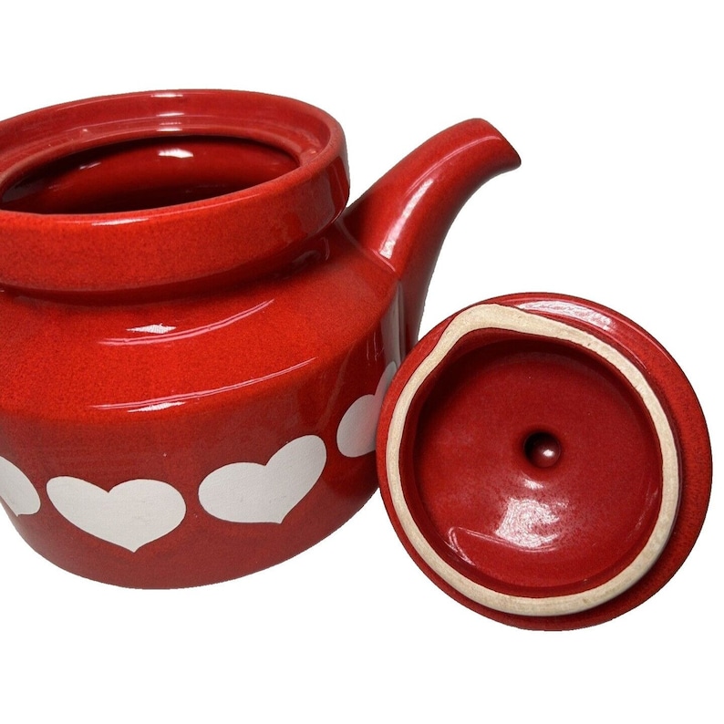 Weachtesbach Red White Hearts Tea Pot With Lid Valentine’s Day Germany ...