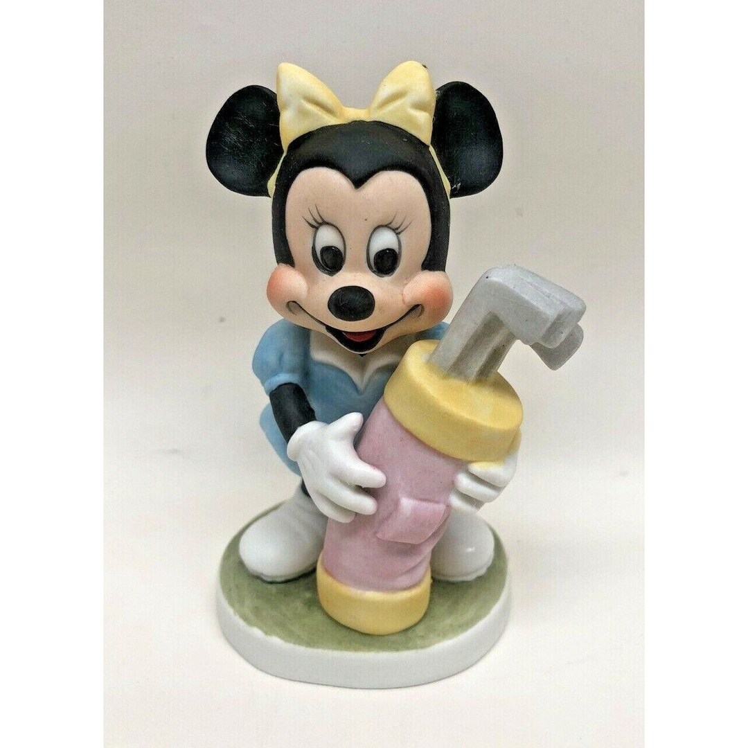 Vintage Minnie Mouse Figurine Golfing Golf Club Bag Walt Disney ...