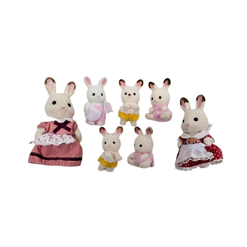 Calico Critters Hopscotch Rabbit Family Epoch Sylvanian Families Lot 7 ...