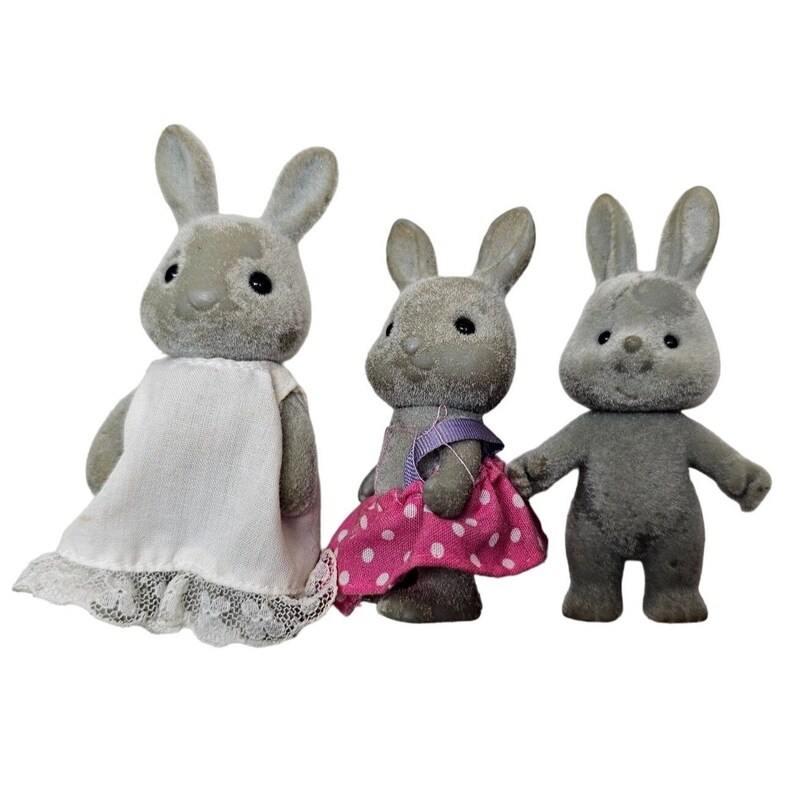 Calico Critters Gray Rabbit Family Sylvanian Families Lot of 11 - Etsy