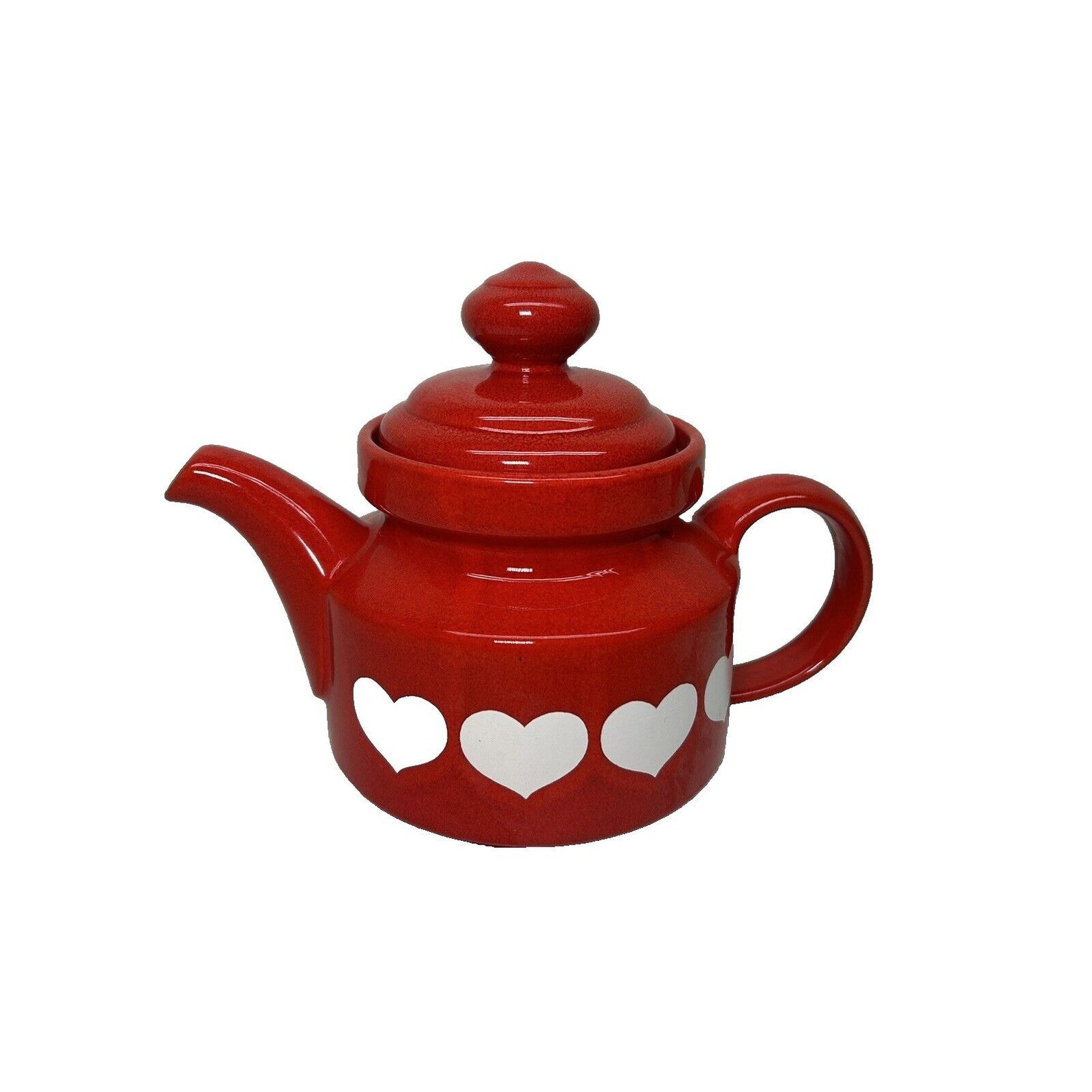 Weachtesbach Red White Hearts Tea Pot With Lid Valentines Day Germany ...