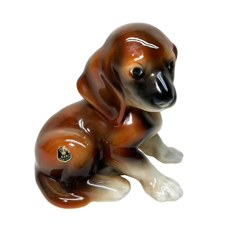 Vintage Wien Keramos Puppy Dog Beagle Ceramic Figurine E&R Golden Crown ...
