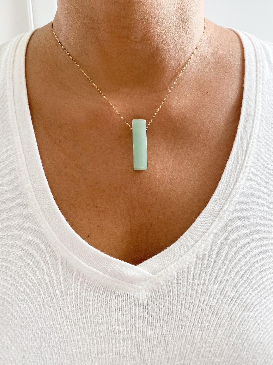 Collar de piedras preciosas de jade / Cadena llena de oro de - Etsy España