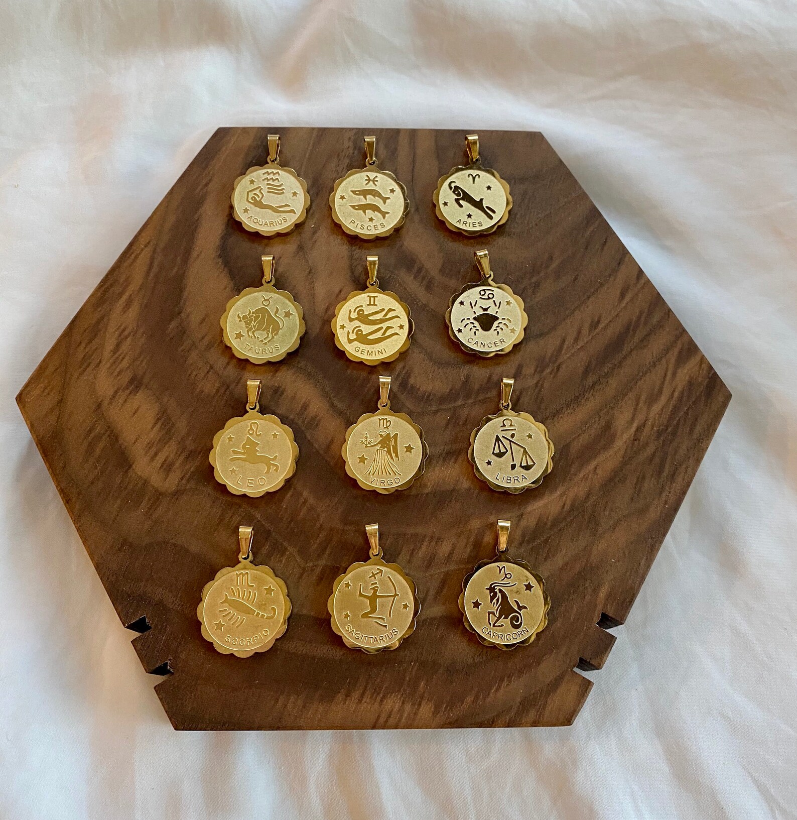 24K Gold Filled Zodiac Horoscope Sign | Constellation Medallion Pendant ...