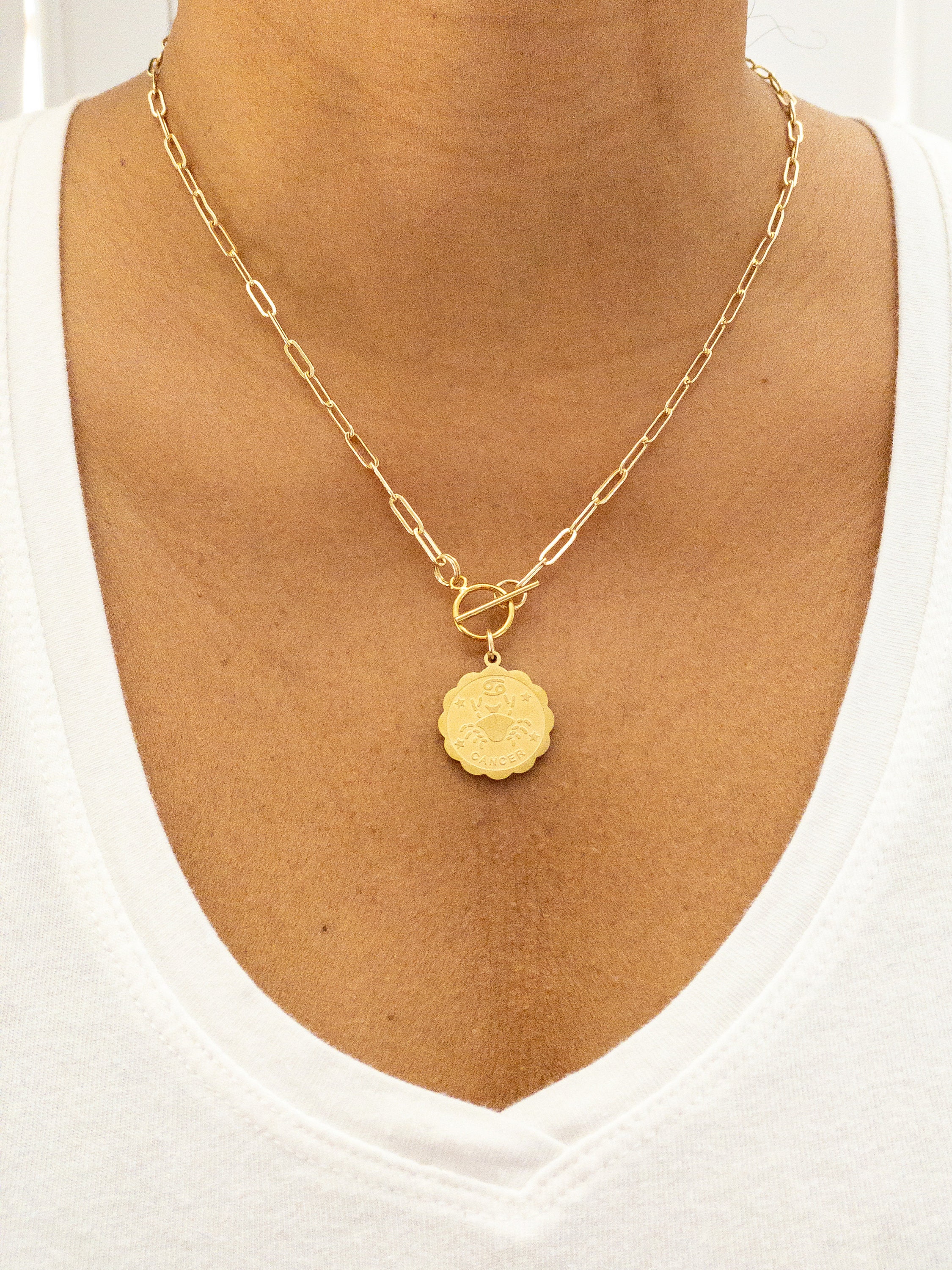 24K Gold Filled Zodiac Horoscope Sign | Constellation Medallion Pendant ...