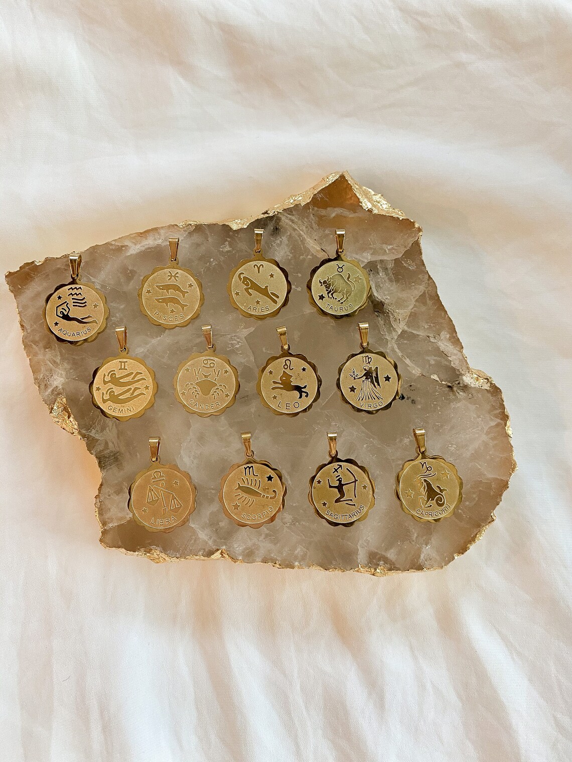 24K Gold Filled Zodiac Horoscope Sign | Constellation Medallion Pendant ...