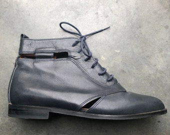 Leather Cut Out Boots - Etsy