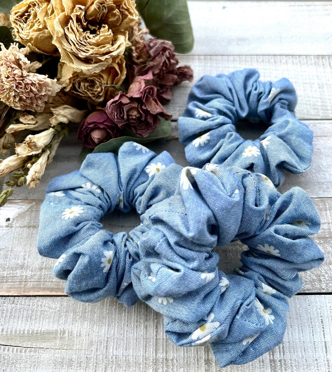 Denim Hair Scrunchies | Handmade Hair Scrunchies - Etsy