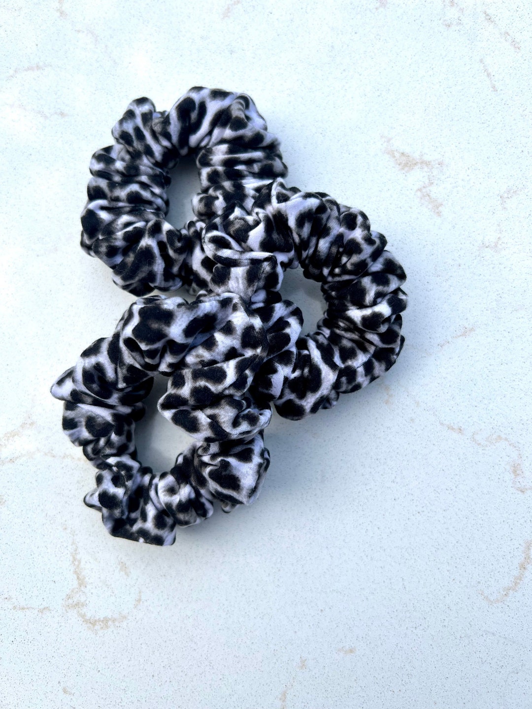 Black & White Cheetah Scrunchies | Handmade Hair Scrunchies | Soft ...