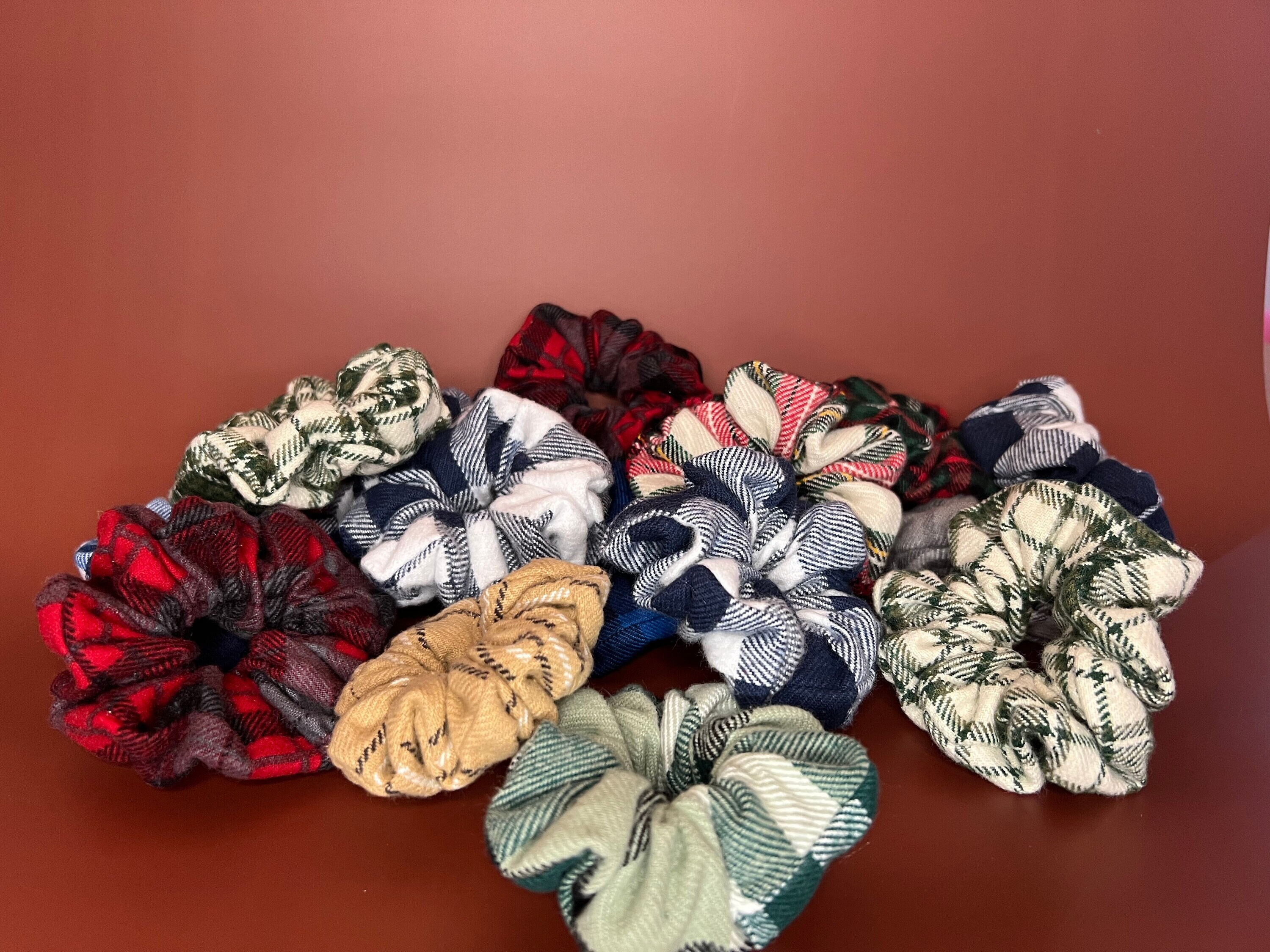 Soft Flannel Plaid Scrunchies | Handmade Fall Winter Hair Ties ...