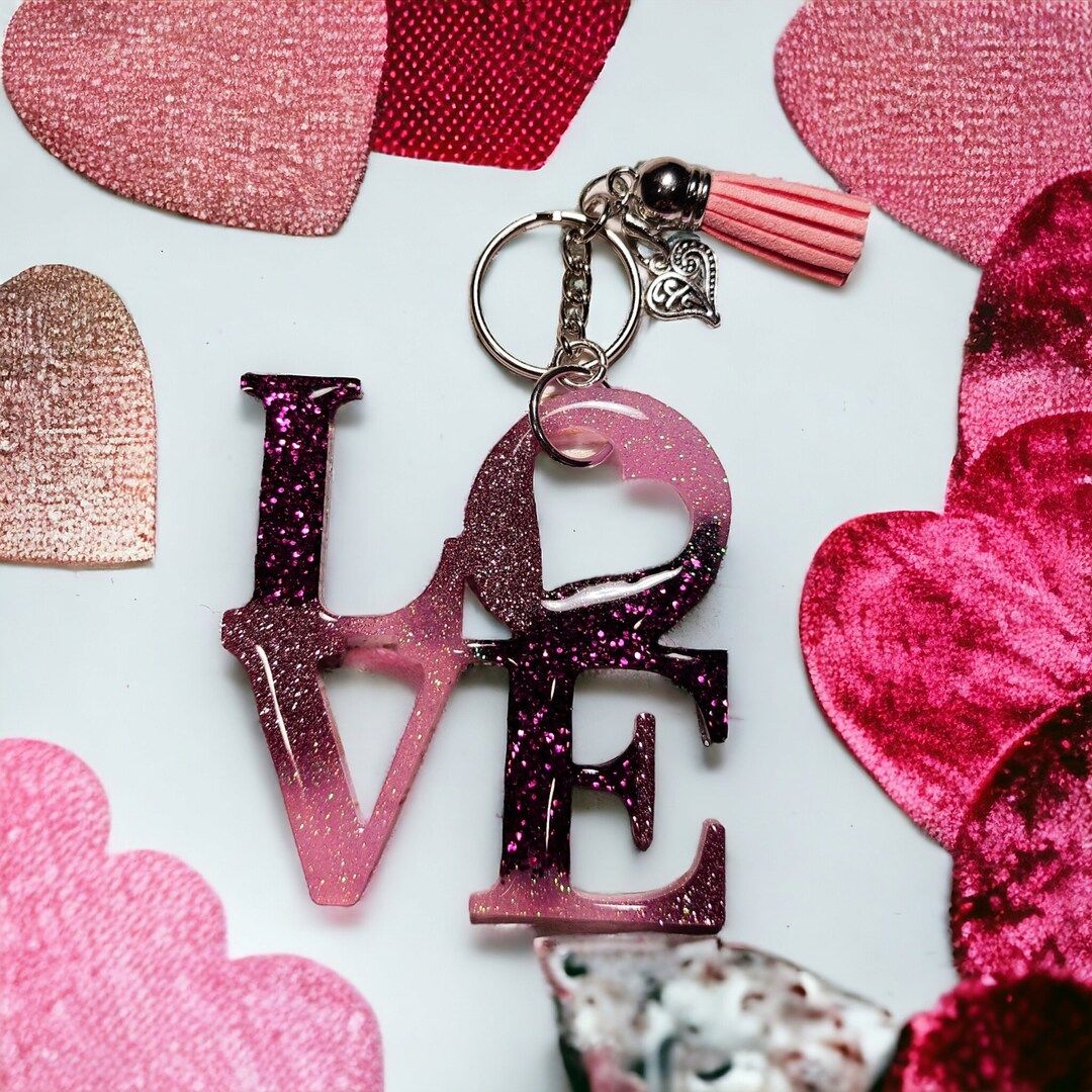 Love Keychain, Pink Love Keychain, Gifts for Lovers, Love Bag Tag, Love ...