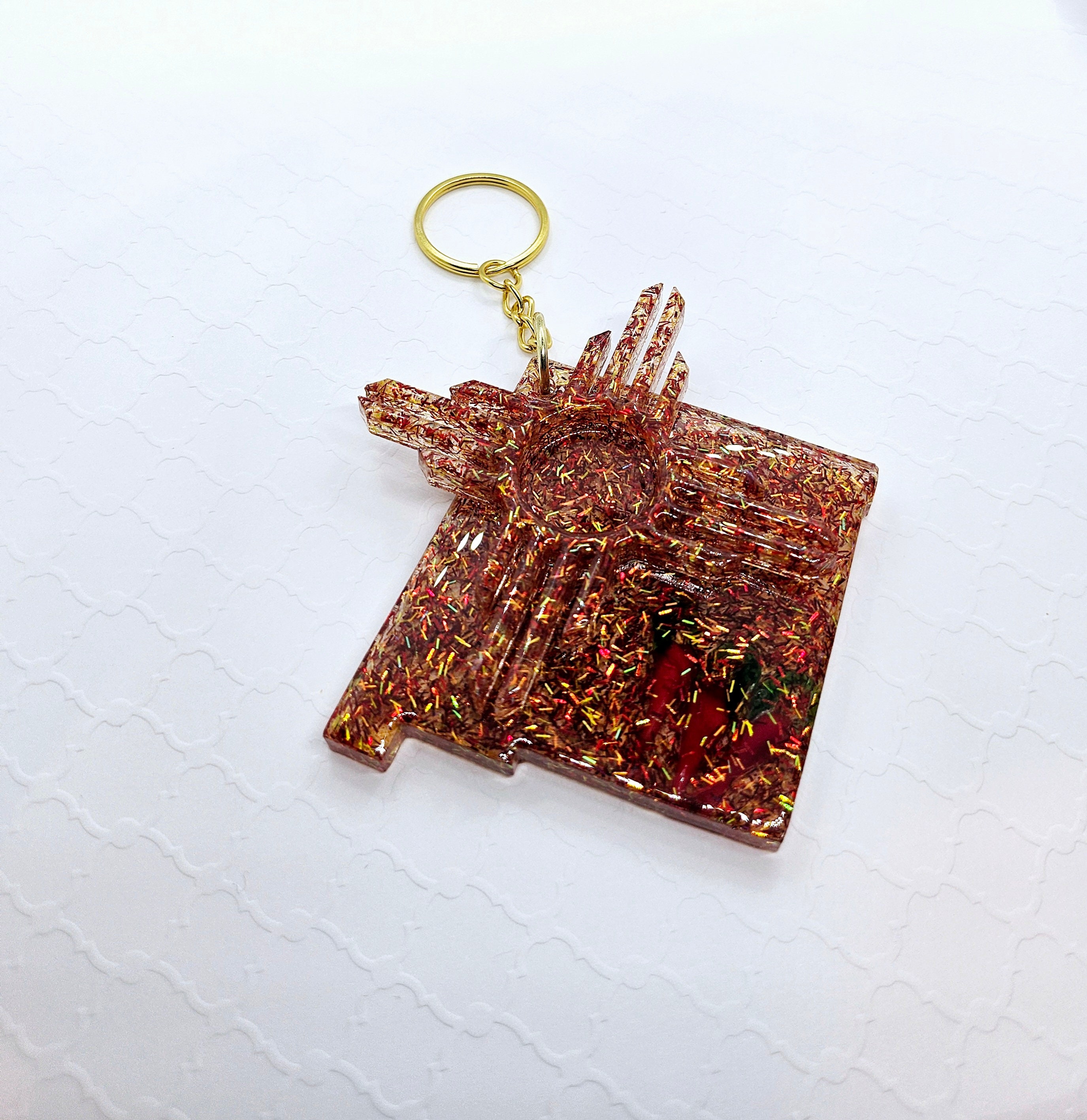 New Mexico Keychain, New Mexico State Key Tag, Zia Symbol, Red Chile ...