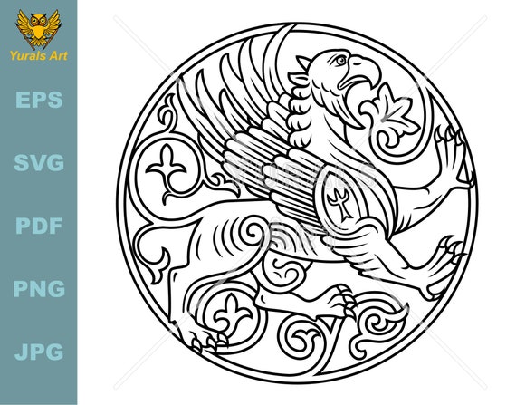 Griffin Gryphon. Vintage Heraldic Symbol. Vector clipart. | Etsy