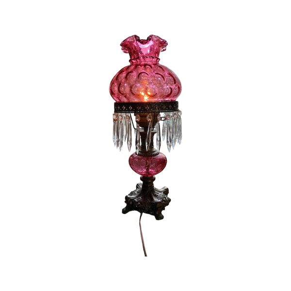 Cranberry Glass Lamp - Etsy