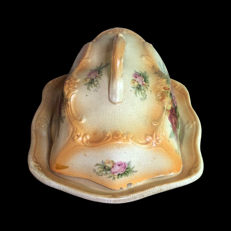 Antique Porcelain Cheese Dish/server Yellow With Orange and - Etsy