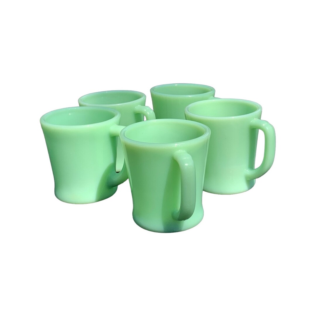 5 Jadeite Mugs Vintage Mid Century Set of 5 Jadeite Mugs by Fire King ...