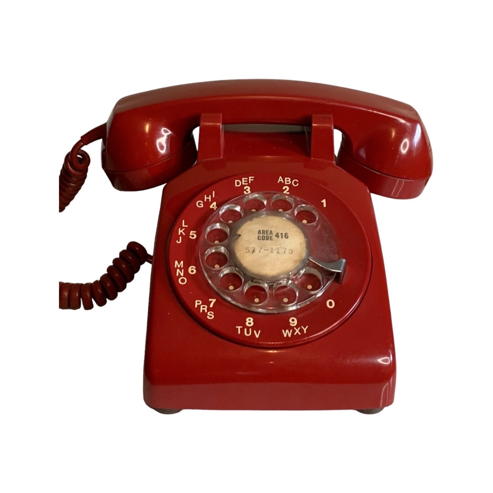 Working Vintage Mid Century Northern Telecom Red Rotary Desk Phone Desk ...