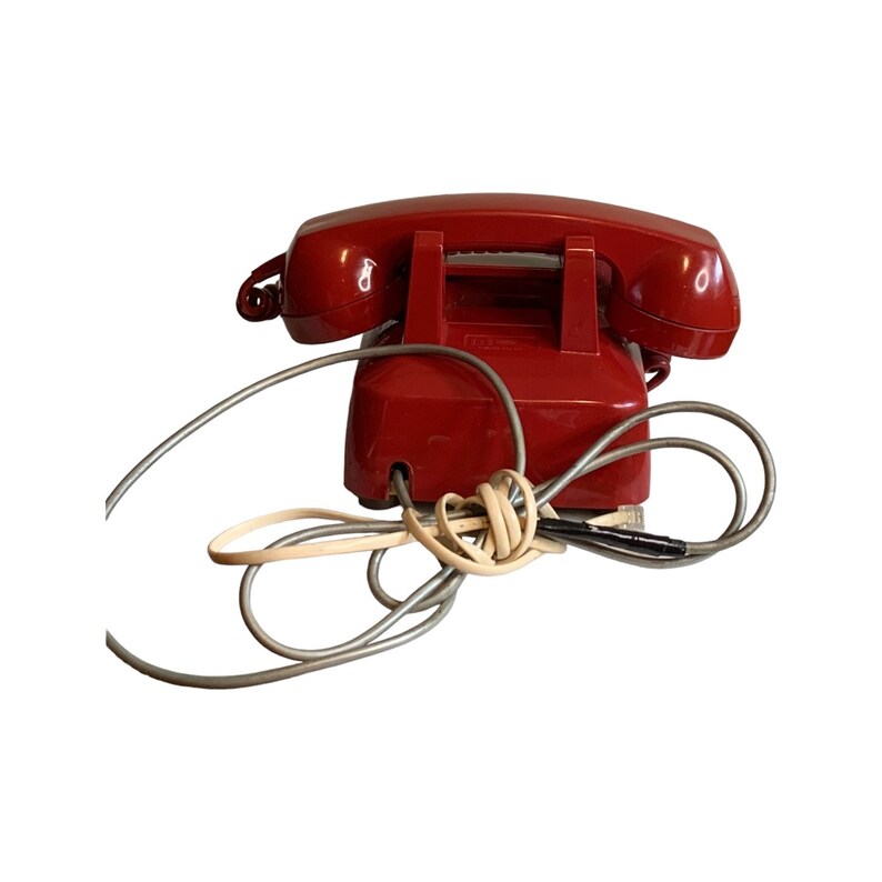 Working Vintage Mid Century Northern Telecom Red Rotary Desk Phone Desk ...