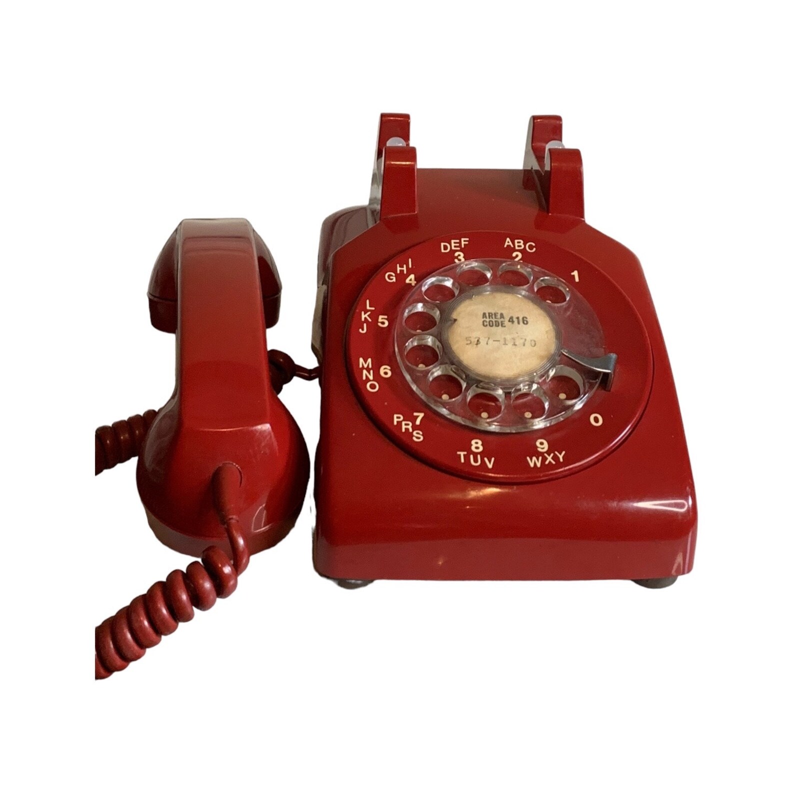 Working Vintage Mid Century Northern Telecom Red Rotary Desk Phone Desk ...
