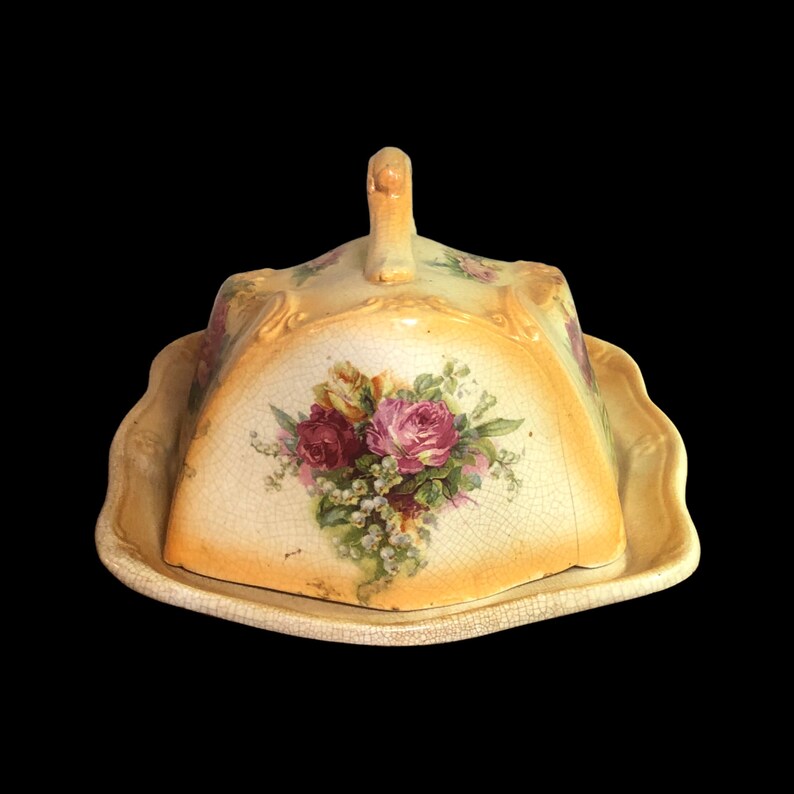 Antique Porcelain Cheese Dish/server Yellow With Orange and - Etsy