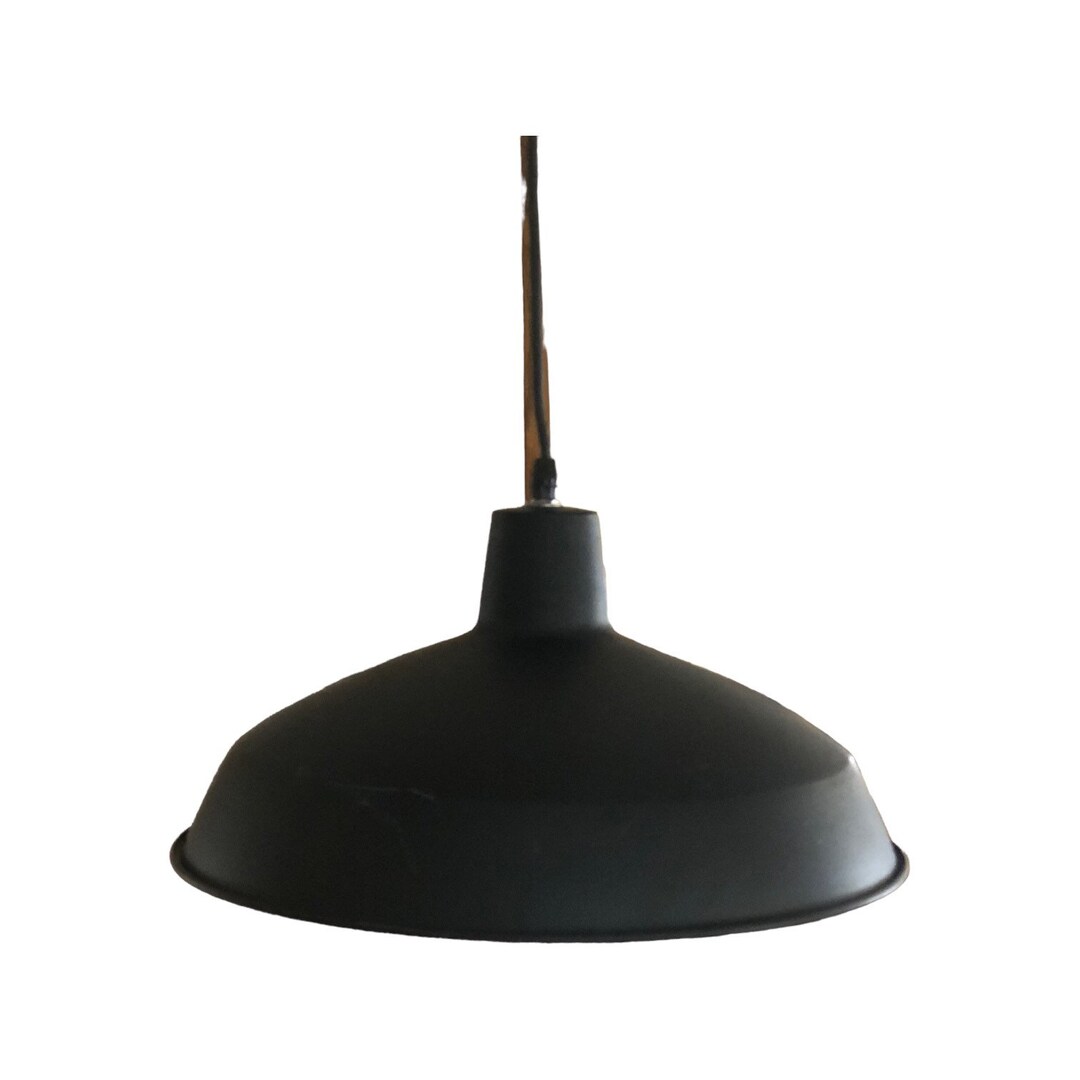 Vintage Industrial French Enamel Lamp Shade, Pendant Light, Black ...