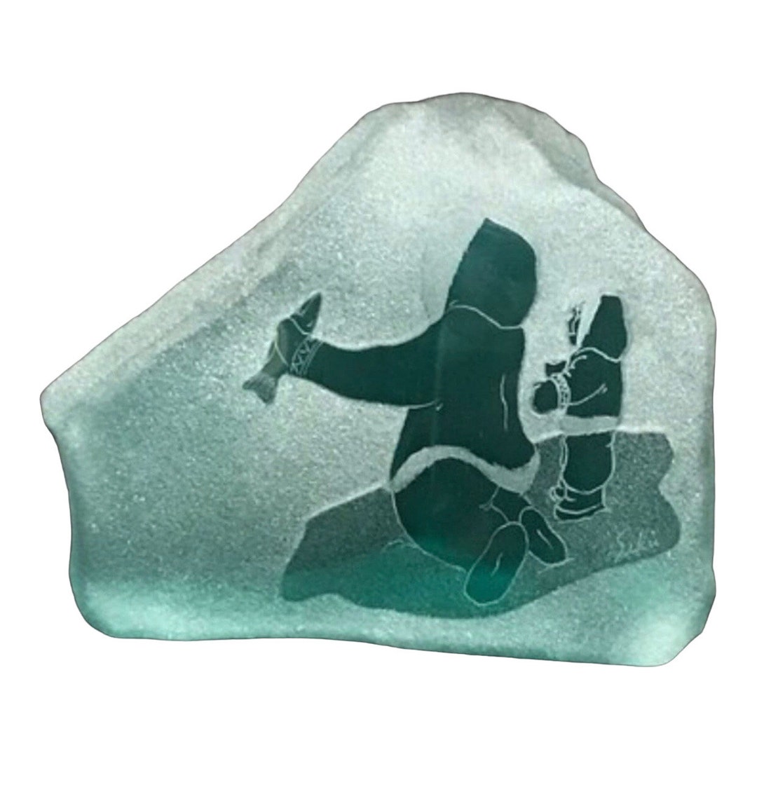 Carved Green Glass Art Ice Inuit Carving - Etsy