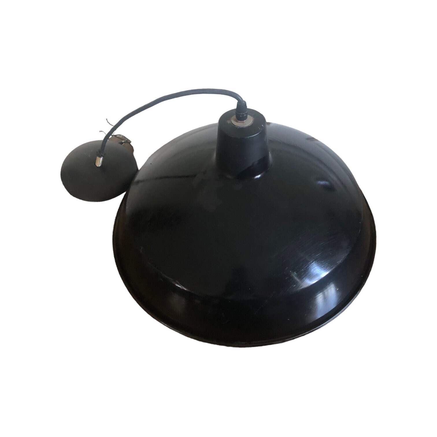 Vintage Industrial French Enamel Lamp Shade, Pendant Light, Black ...
