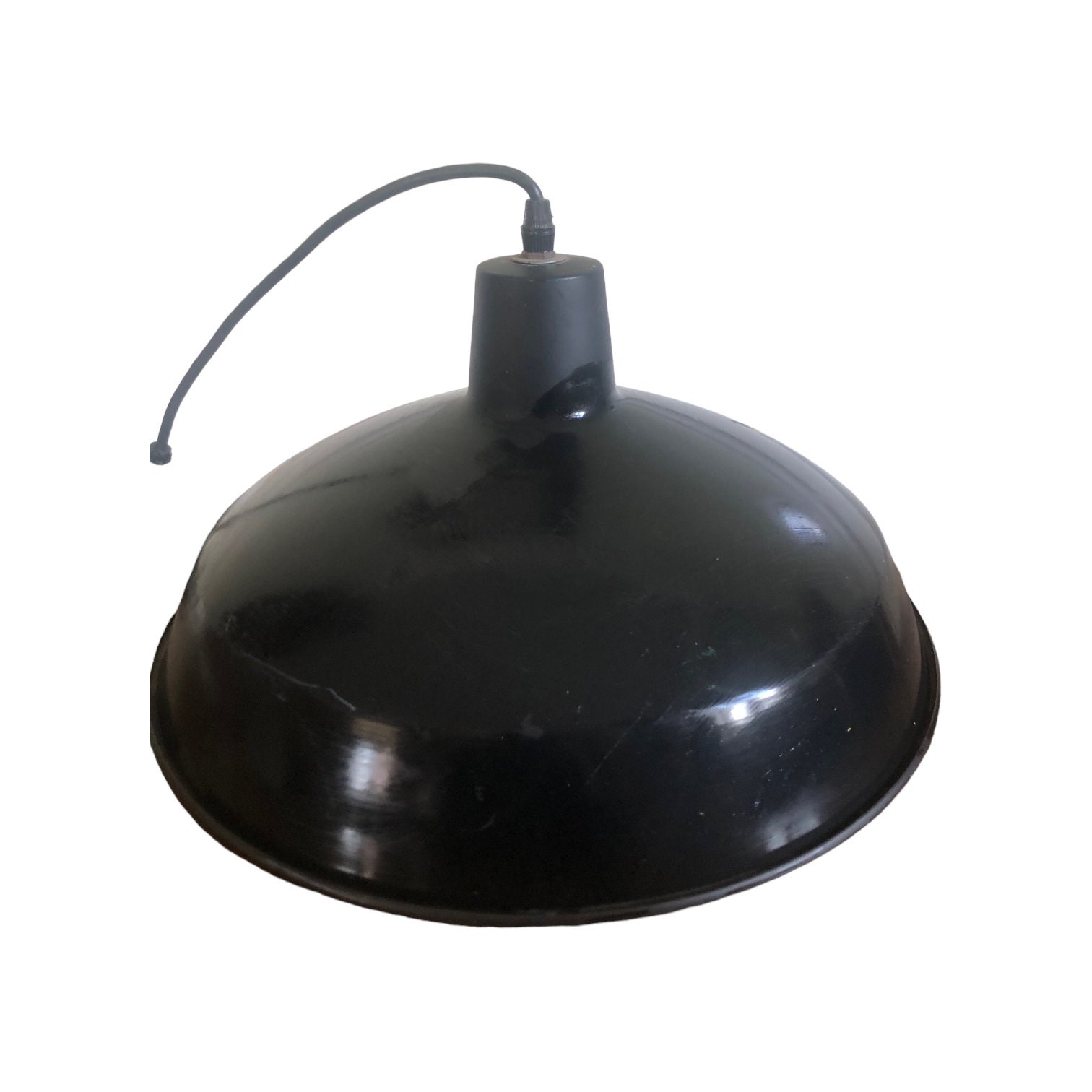 Vintage Industrial French Enamel Lamp Shade, Pendant Light, Black ...