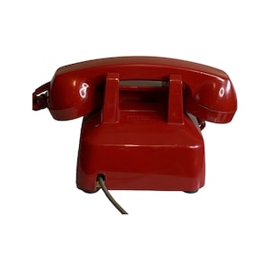 Working Vintage Mid Century Northern Telecom Red Rotary Desk Phone Desk ...