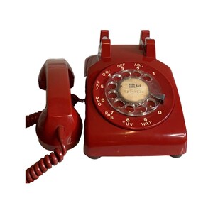 Working Vintage Mid Century Northern Telecom Red Rotary Desk Phone Desk ...