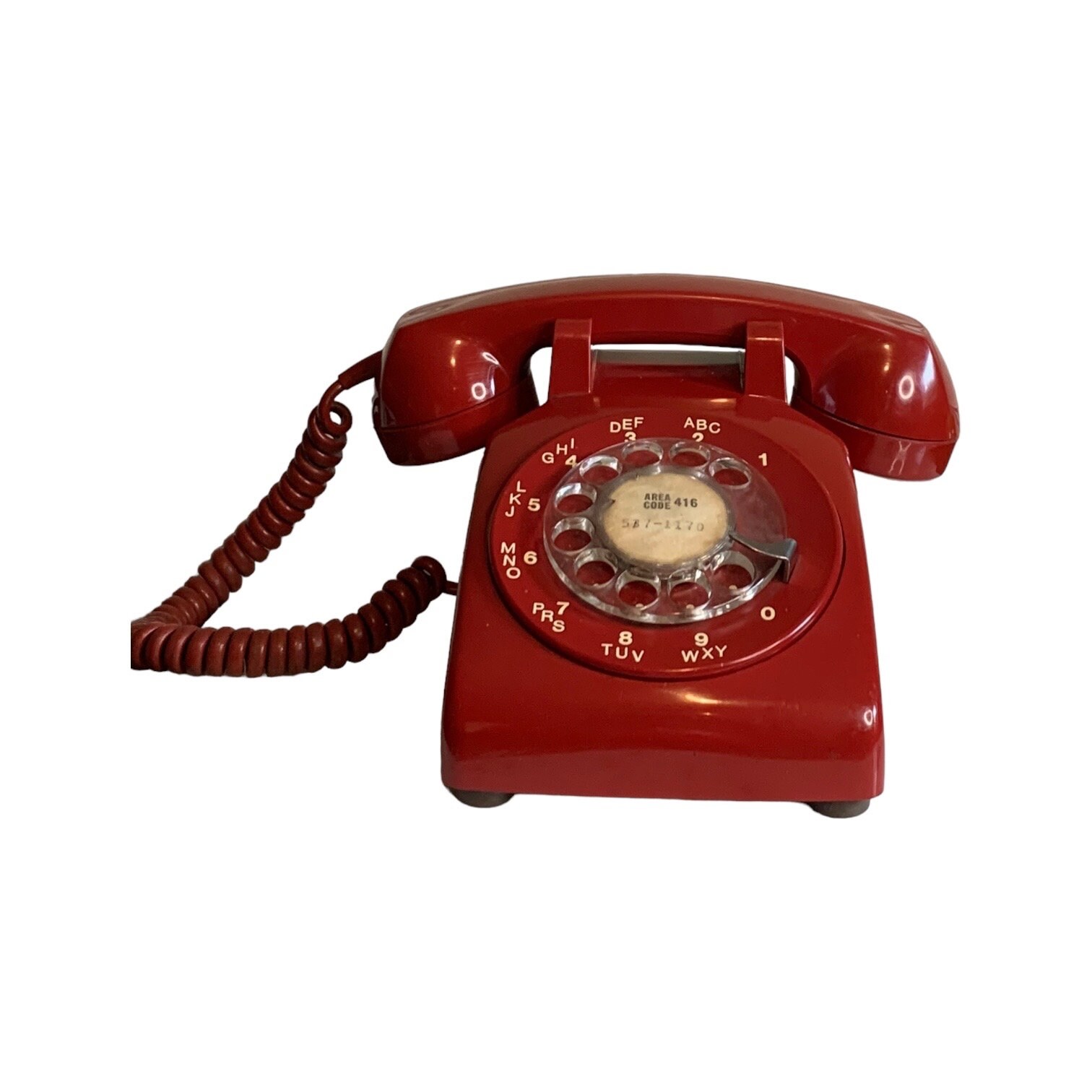 Working Vintage Mid Century Northern Telecom Red Rotary Desk Phone Desk ...