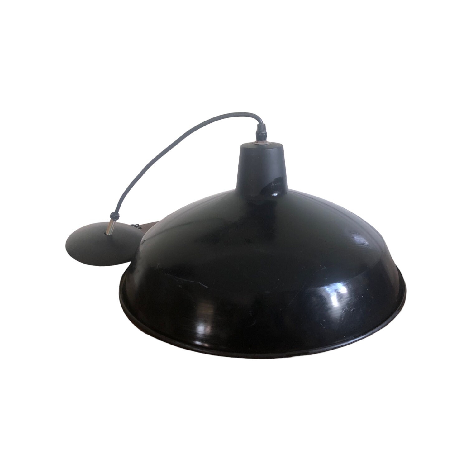 Vintage Industrial French Enamel Lamp Shade, Pendant Light, Black ...
