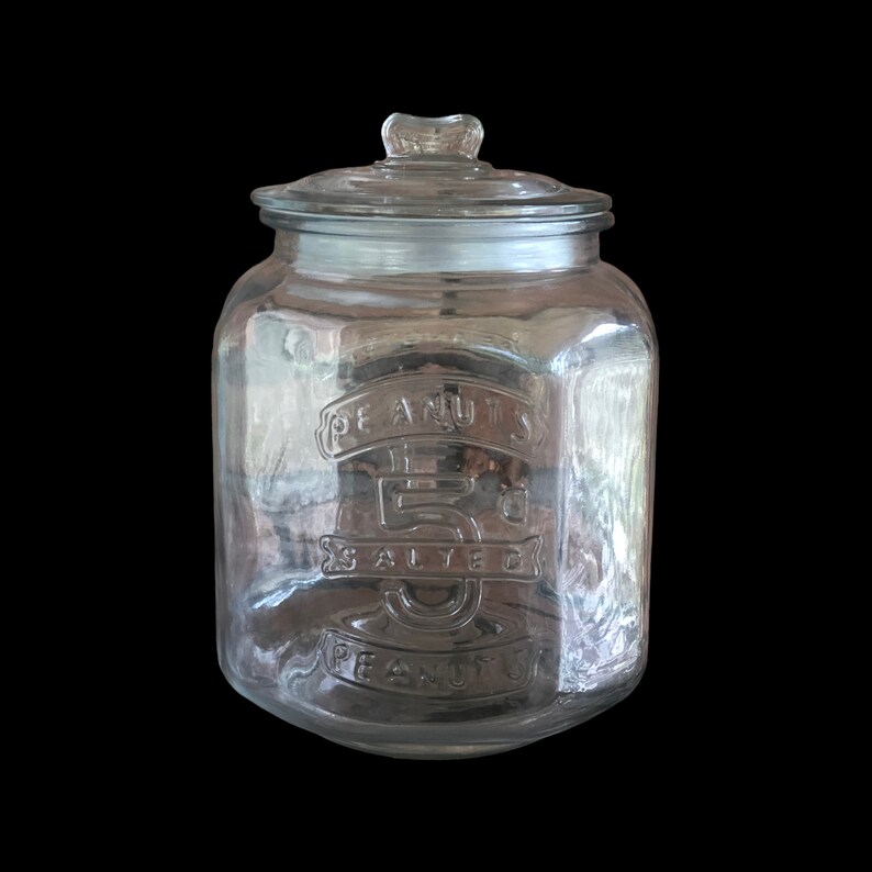 Large Vintage Planters Mr. Peanut Jar 5 Cents Glass Store Counter Jar ...