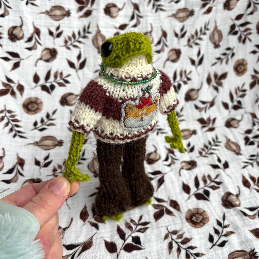 Cute Knitted Frog in Shiba Sweater - Etsy