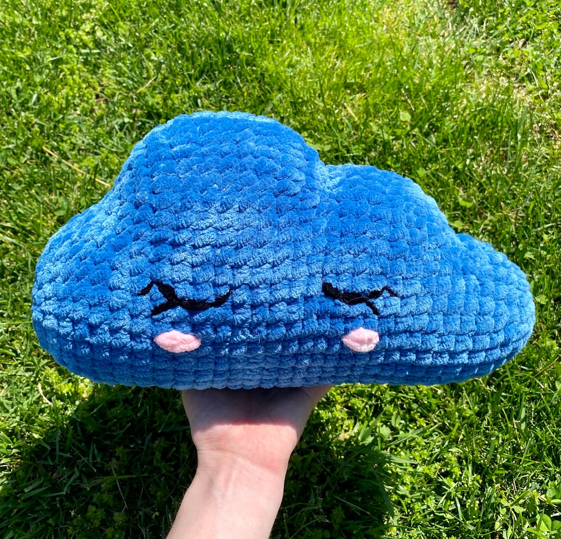 Blue Cloud Crochet Plush, Cute Chenille Clouds, Chunky Cloud Plush, 2 ...