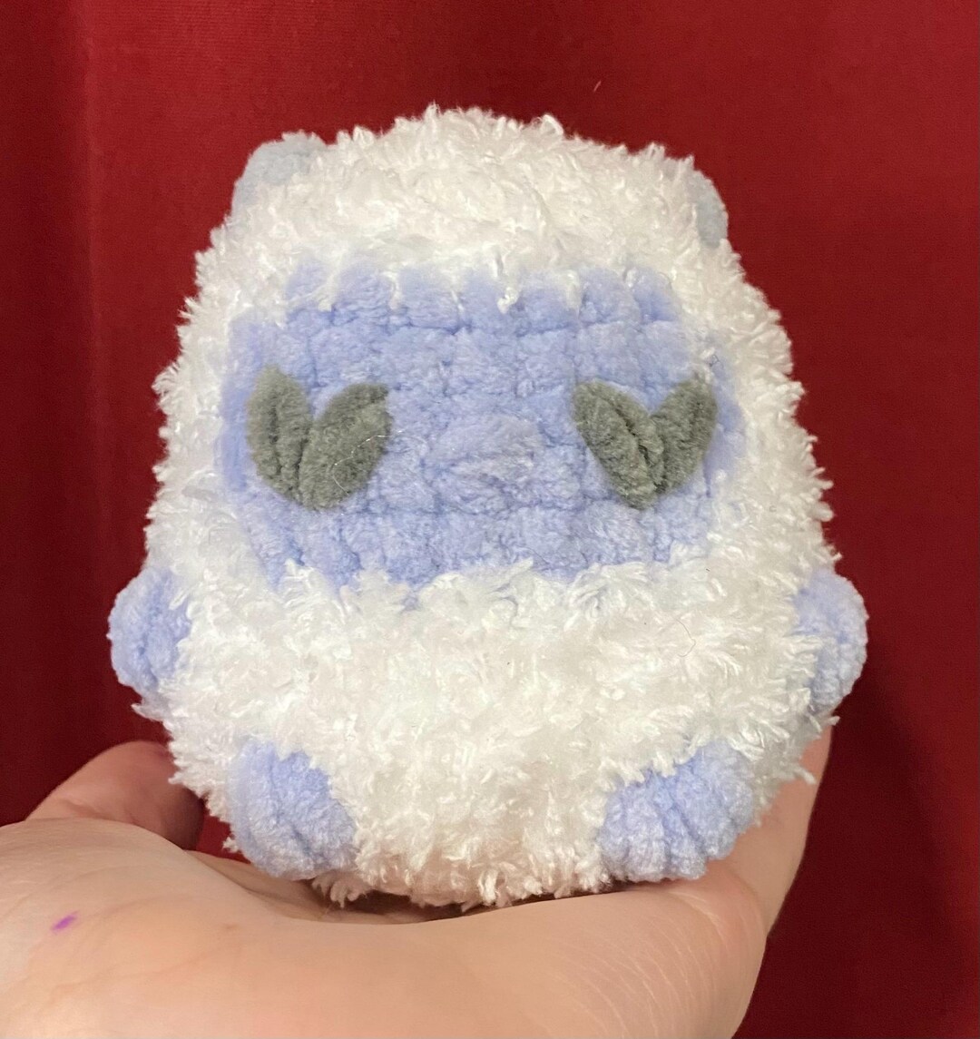Handmade Fuzzy Baby Yeti Crochet Plush, Stuffed White & Blue Yeti ...