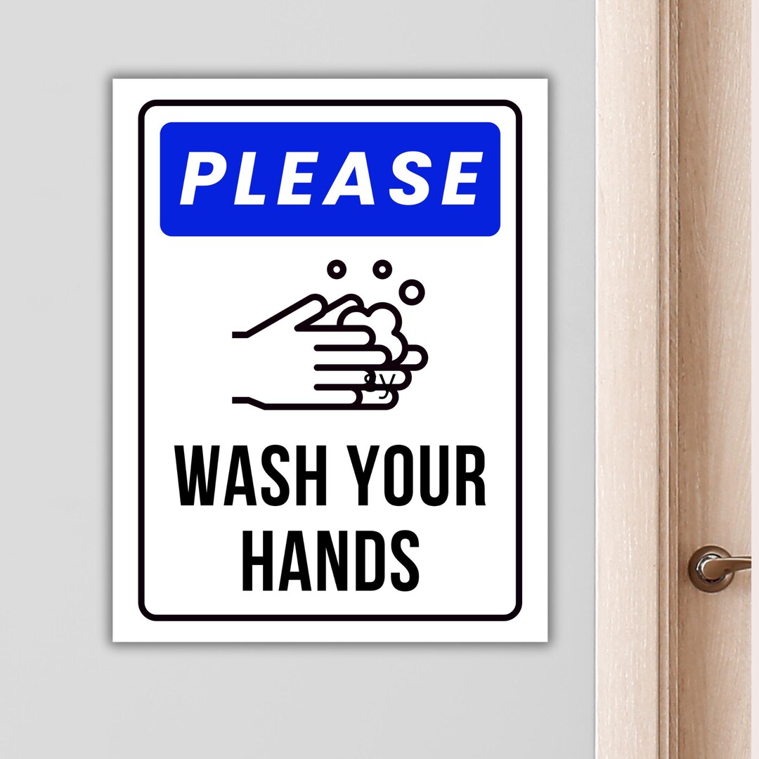 Wash Your Hands Sign, Printable Employee Handwashing Notice, Bathroom ...