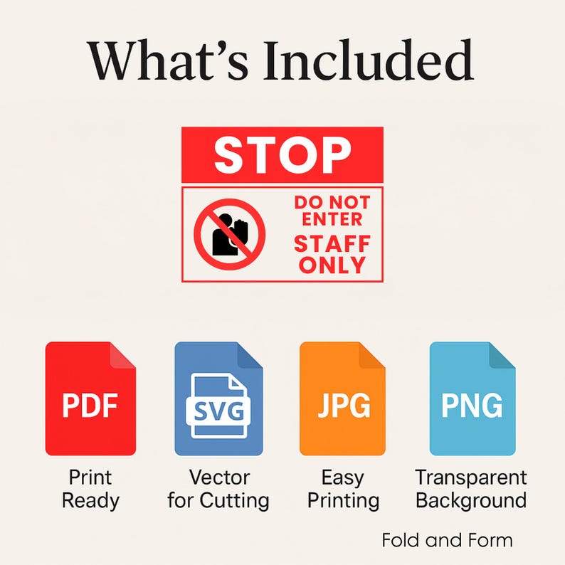 Stop Sign Printable Do Not Enter Staff Only Digital Safety Sign Warning ...