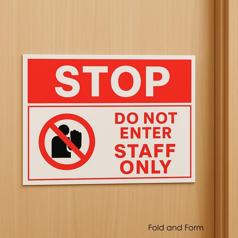 Stop Sign Printable Do Not Enter Staff Only Digital Safety Sign Warning ...