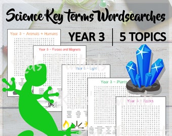 Year 5 Science Vocabulary Word Searches X 5 Over 170 Terms - Etsy
